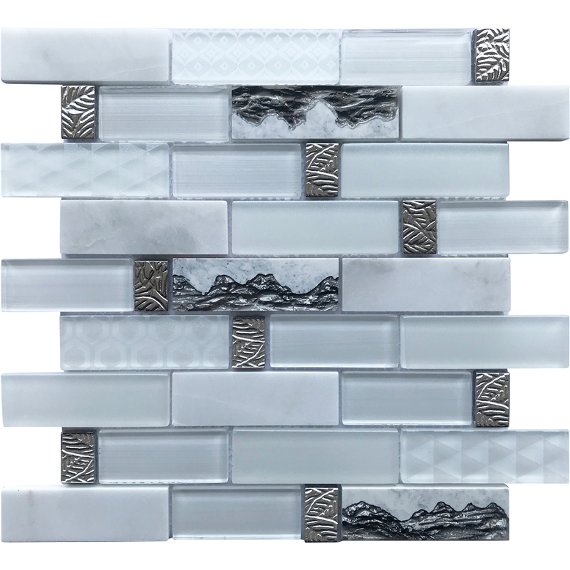 Crystal Mix Stone Glass Mosaic Tile For Decoration