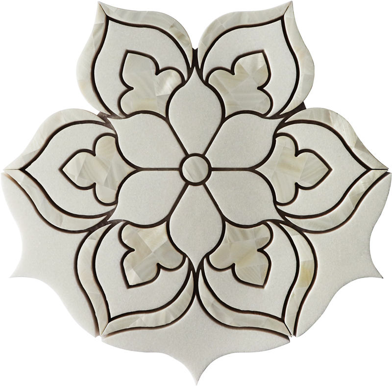 Flower Pattern Waterjet Art Stone Mosaic For Wall