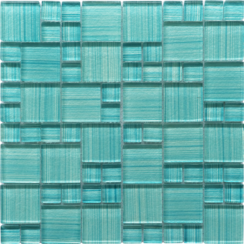 Hand Painted Mixed Size Square Shape Glass Mosaics Tile For Swimming Pool