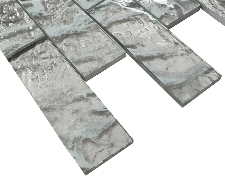 Iridescent Shiny Strip Glass Mosaic