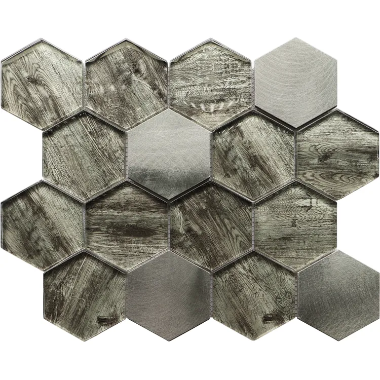 Hexagon Crystal Glass Swimming Pool Mosaic Tile