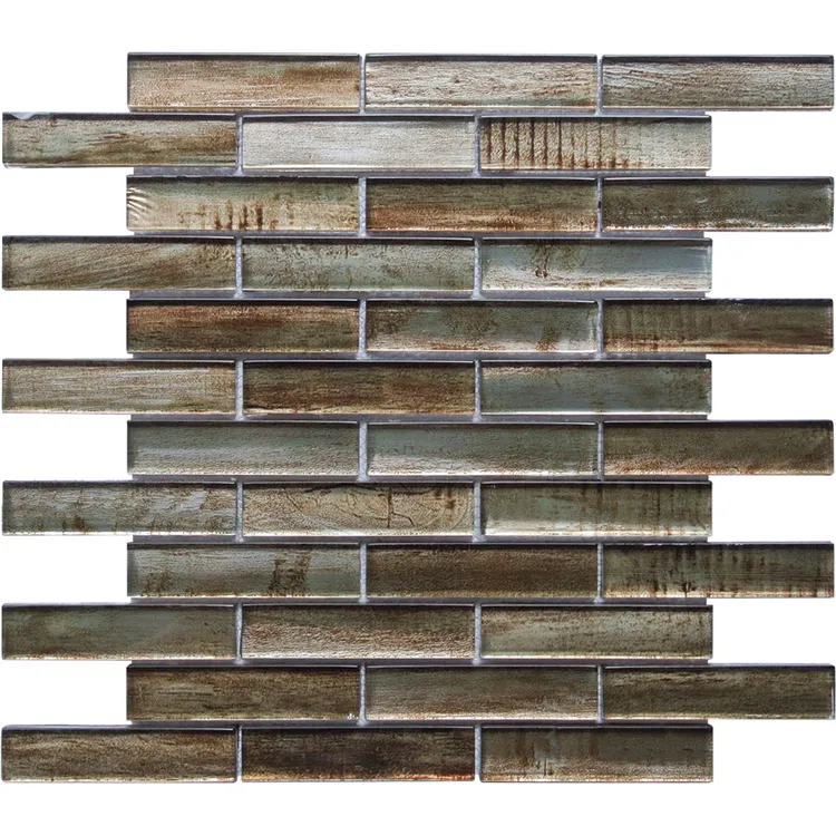 Strip Laminated Crystal Glass Mosaic Tile