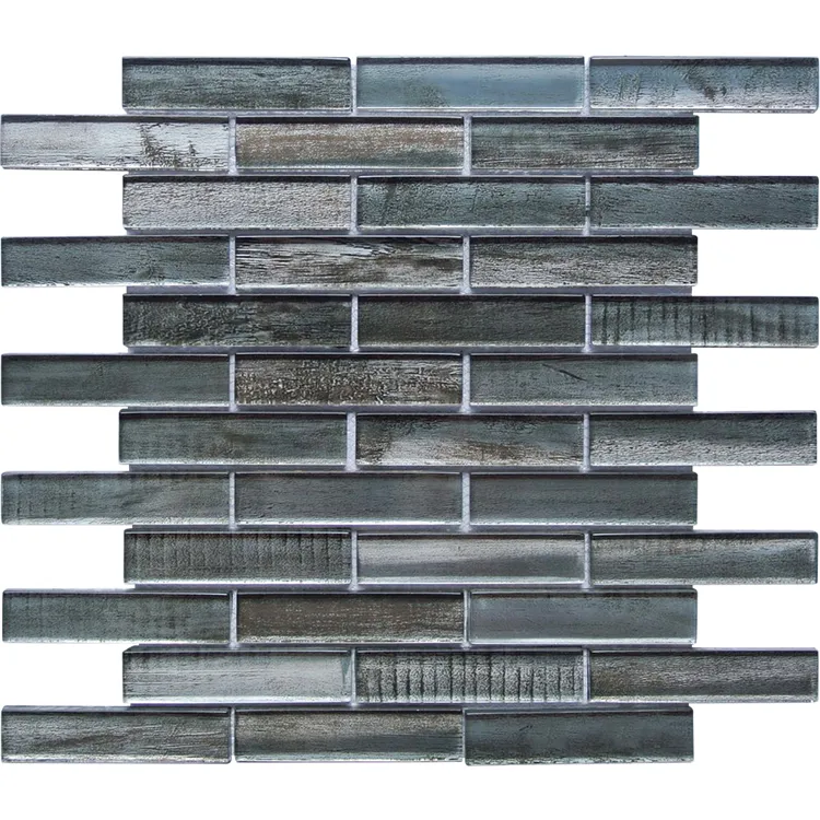 Strip Laminated Crystal Glass Mosaic Tile