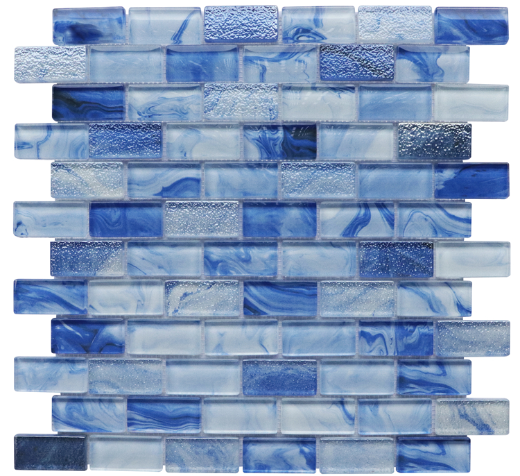 Foshan Manufacture Blue Mixed Digital Inkjet Crystal Glass Mosaic