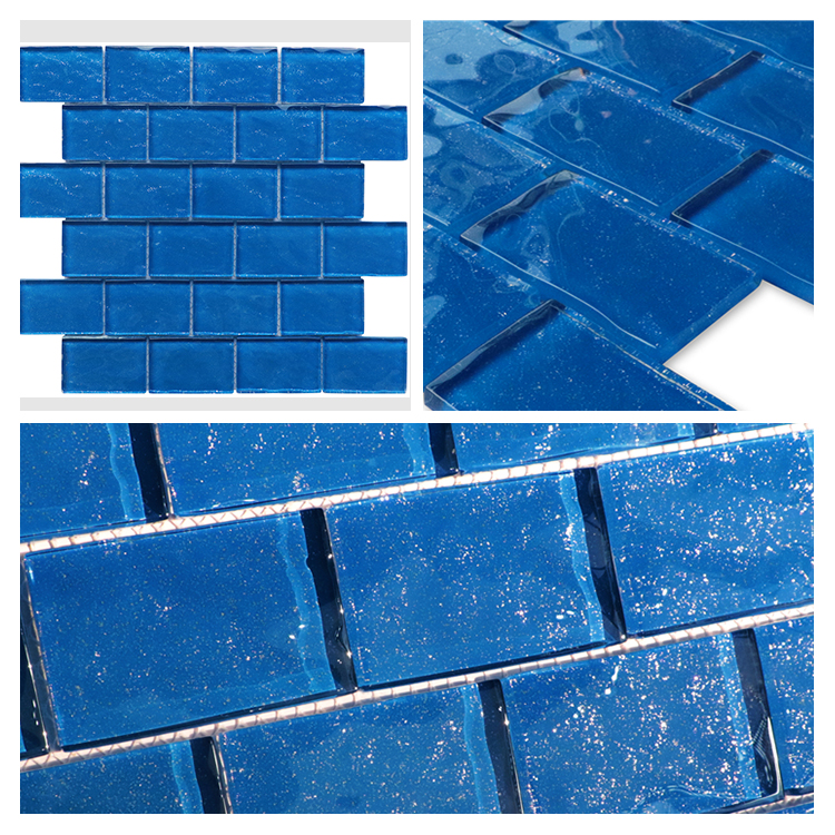 Ocean Sea Blue Wave Mosaic Glass Swimming Pool Tile