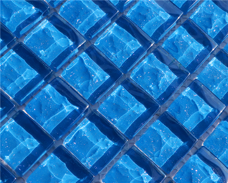 2x3'' Shining Sky Blue Glass Tile For Swimming Pool