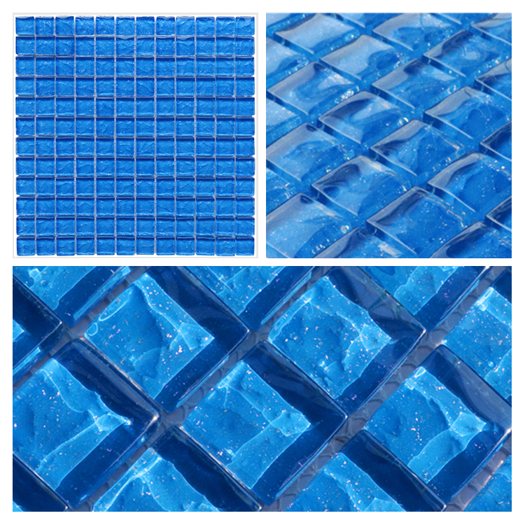 2x3'' Shining Sky Blue Glass Tile For Swimming Pool