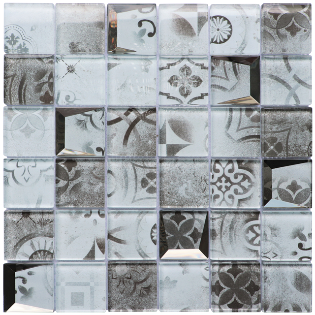 Blue Square Glass Beveled Mirror Glass Mosaic