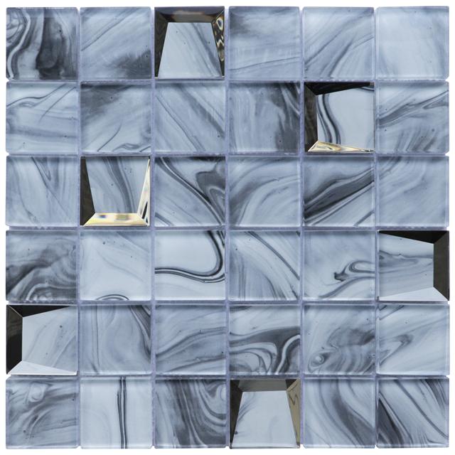 Blue Square Glass Beveled Mirror Glass Mosaic