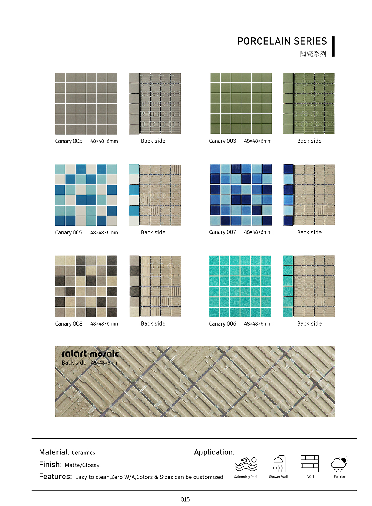 Ralart Company Dot Mounting Mosaic Porcelain Swimming Pool Tile