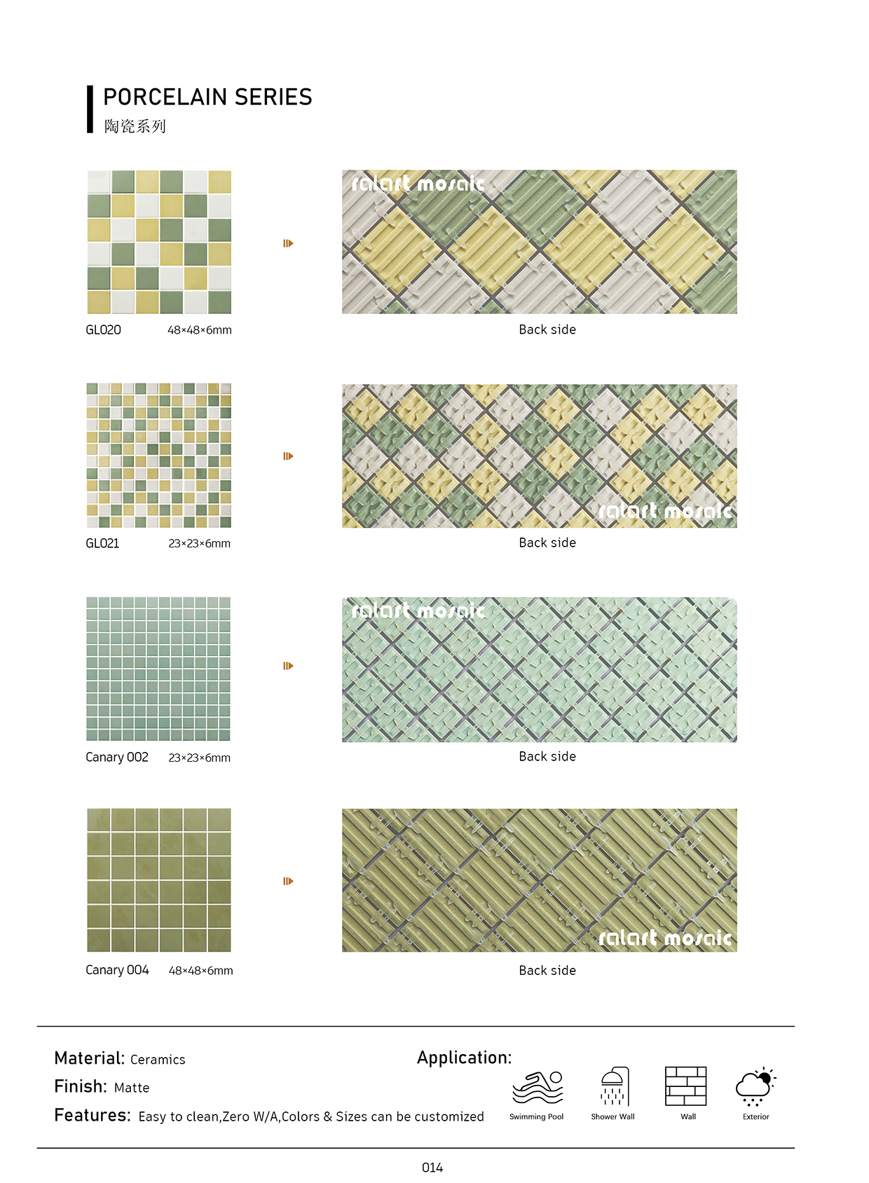 Ralart Company Dot Mounting Mosaic Porcelain Swimming Pool Tile