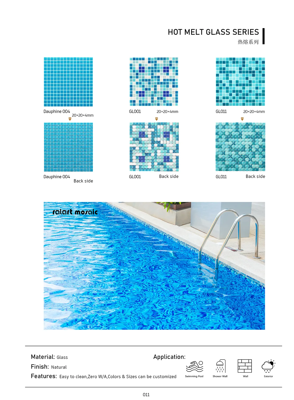Square 20x20mm Dot Mounted Glass Pool Mosaics