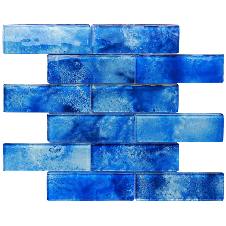 Foshan Ralart Hand Brush Blended Blue Glass Pool Mosaic