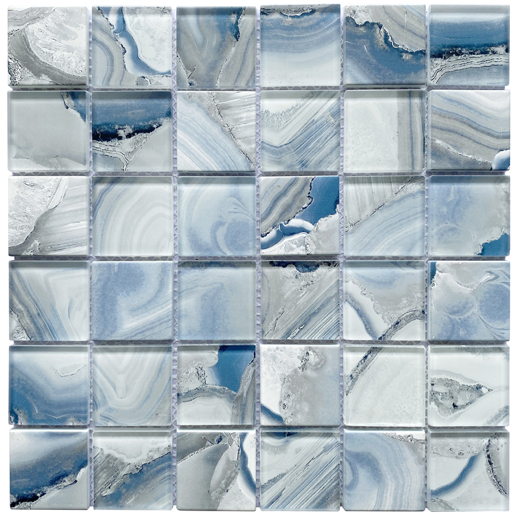 Ralart Company Glass Blend Stone Square Glass Backsplash Mosaic