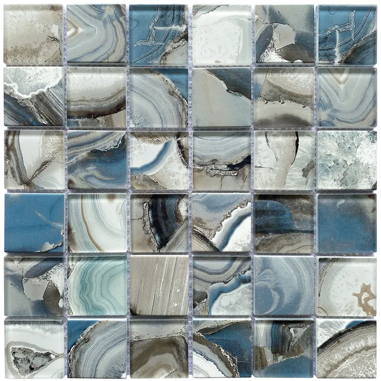 Ralart Company Glass Blend Stone Square Glass Backsplash Mosaic