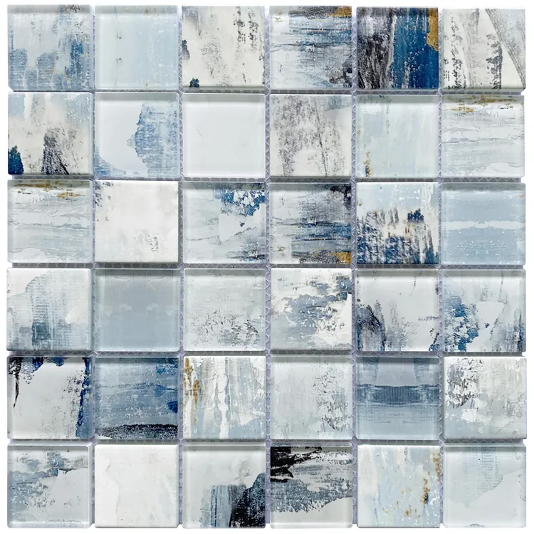 Ralart Company Glass Blend Stone Square Glass Backsplash Mosaic