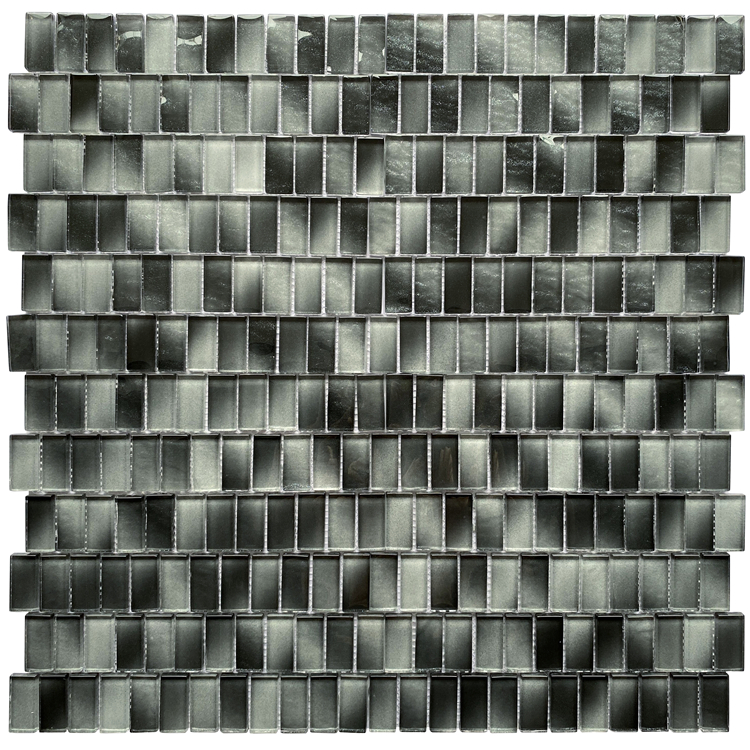 Ralart Company Black Tone Glossy Finish Glass Mosaic Tile