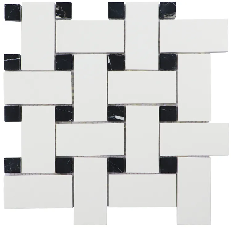 Ralart Manufacturer Natural Stone Wall White Basketweave Mosaic Tiles