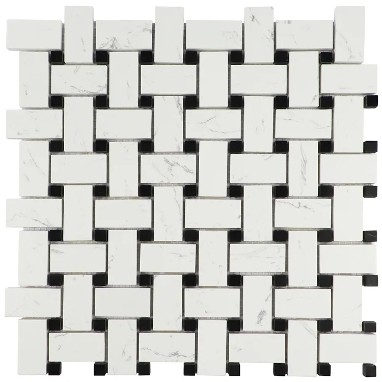 Ralart Manufacturer Natural Stone Wall White Basketweave Mosaic Tiles