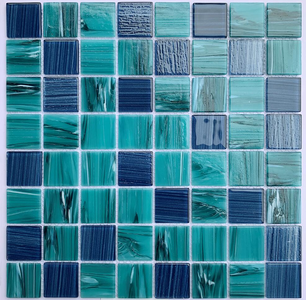 Foshan Manufacturer Blue Hot Melt Glass Swimming Pool Mosaic