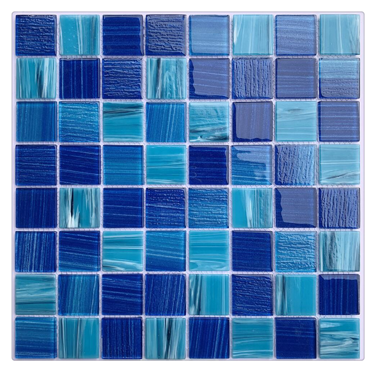 Foshan Manufacturer Glass Mosaic Blue Color Swimming Pool Tiles