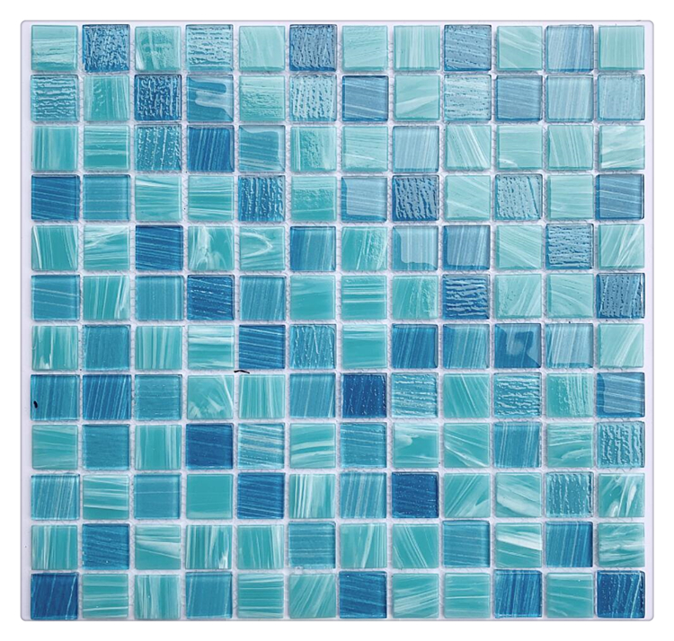Foshan Manufacturer Blue Mosaic Swimming Pool Blue Glass Tile
