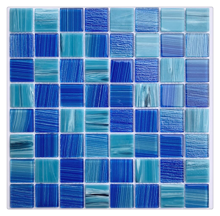 Foshan Manufacturer Glass Mosaic Blue Color Swimming Pool Tiles