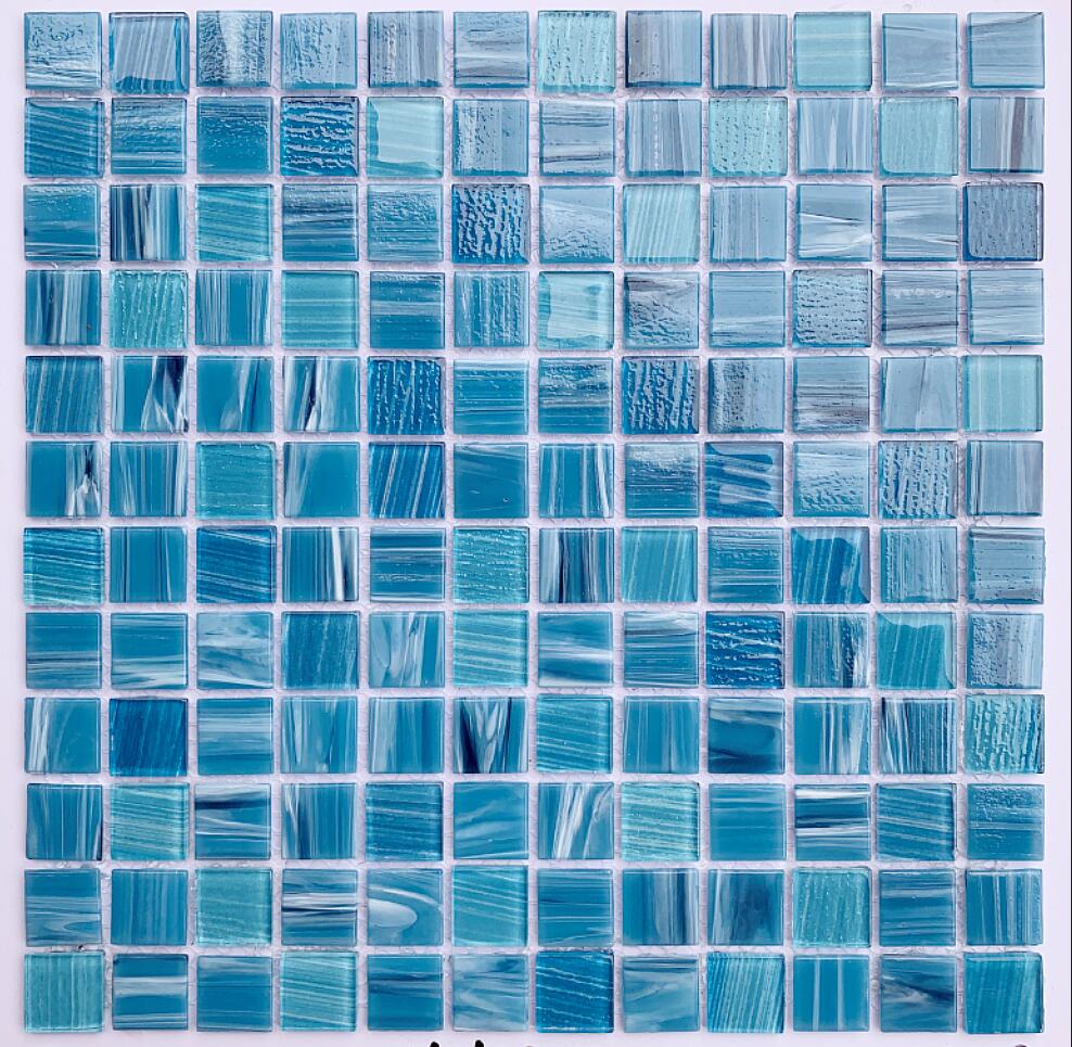 Foshan Manufacturer Glass Mosaic Swimming Pool Tile Blue Tile