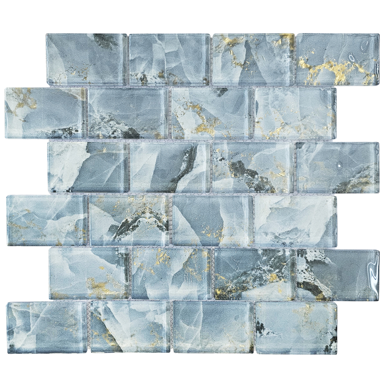 Foshan Factory Swimming Pool Tiles Blue Crystal Glass Mosaic Tile