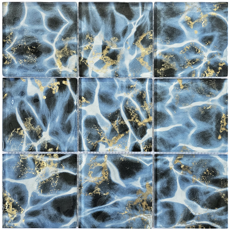 Foshan Factory Blue Iridescent Swimming Pool Tile Glass Mosaic