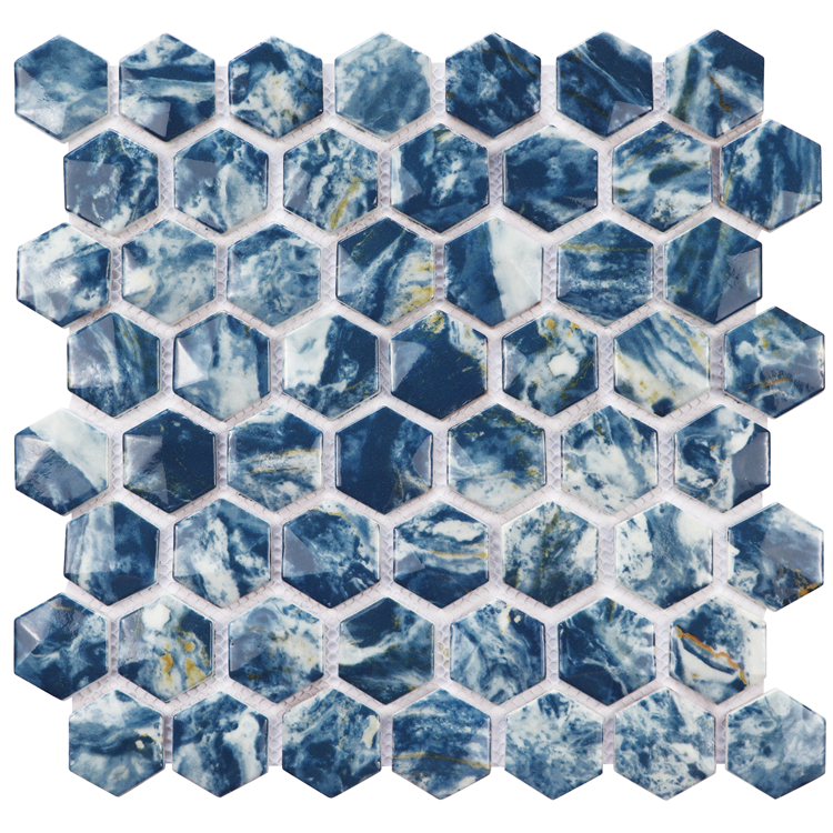 Foshan Honeycomb Hexagon Tile Glass Mosaic for Wall