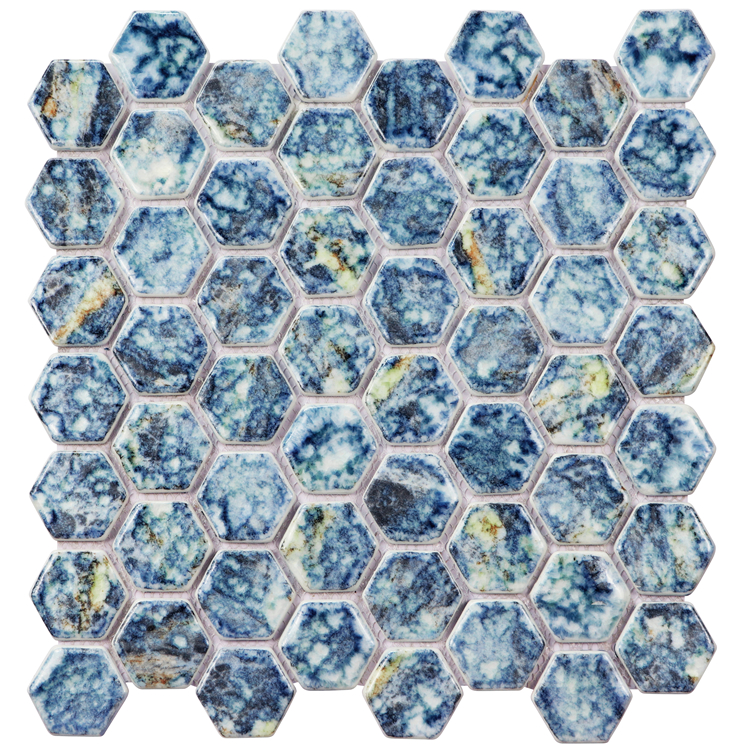 Foshan Blue Hexagon Tiles Mosaic for Hotel Department