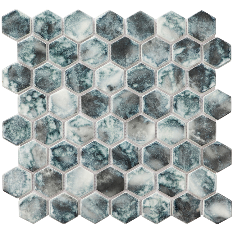Foshan Modern Green Hexagon Glass Mosaic Tile