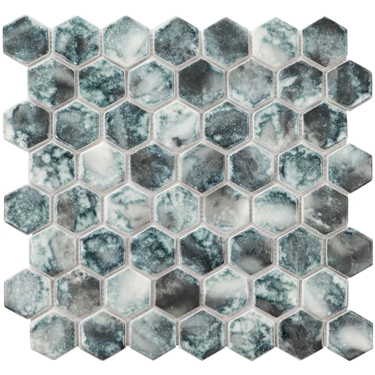 Foshan Exclusive New Hexagon Green Blue Mixed Tile