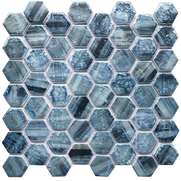 Foshan Kitchen Wall Tiles Interior Hexagon Glass Tiles
