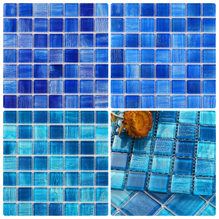 25x25mm Blue Glass Pool Mosaic Tile | Foshan Ralart Factory