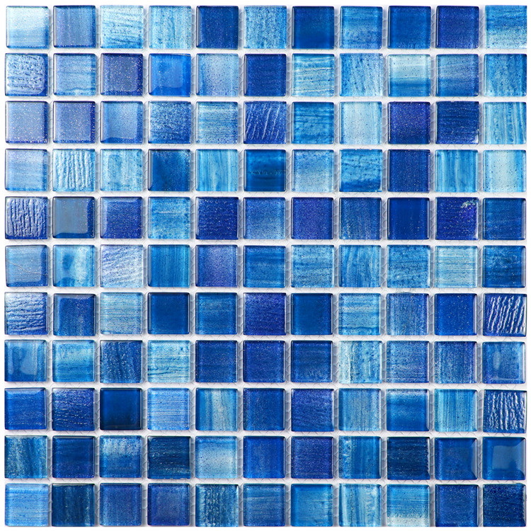 25x25mm Blue Glass Pool Mosaic Tile | Foshan Ralart Factory