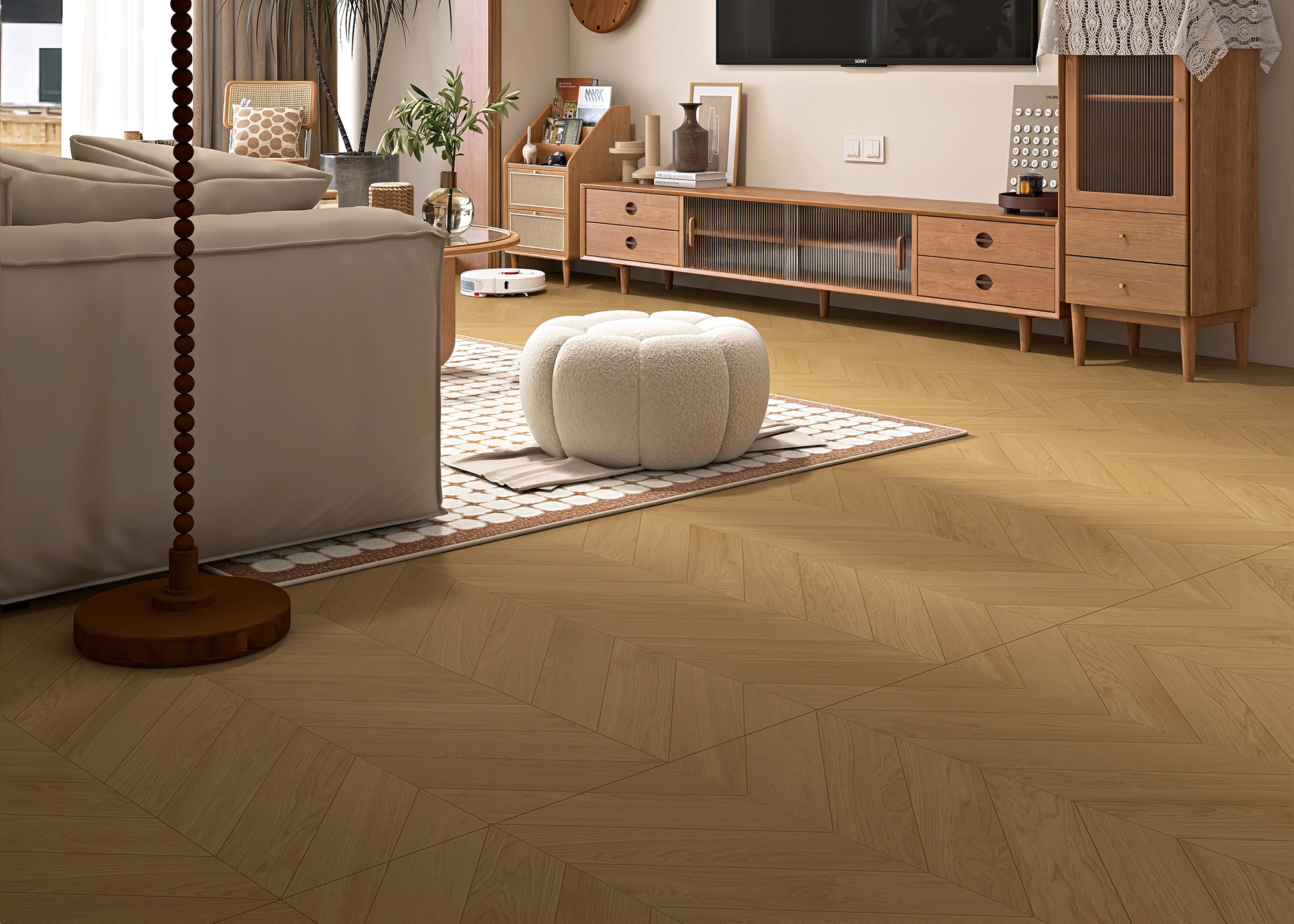 Alina Toffee Herringbone Walnut Wood Tile-Natural Wood Tone