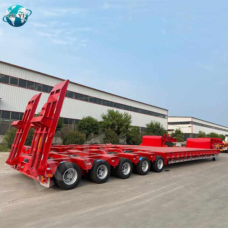 Red Axles Lowbed Semi Trailer, 5 Line 10 Axis Red Low Bed Trailer