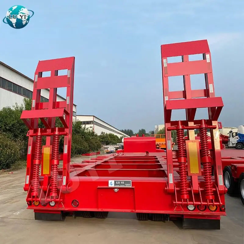 Red Axles Lowbed Semi Trailer, 5 Line 10 Axis Red Low Bed Trailer
