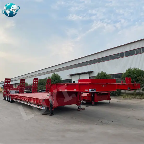 Red Axles Lowbed Semi Trailer, 5 Line 10 Axis Red Low Bed Trailer