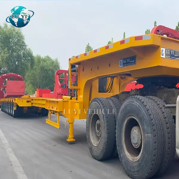 yellow 10 axles lowbed semi trailer