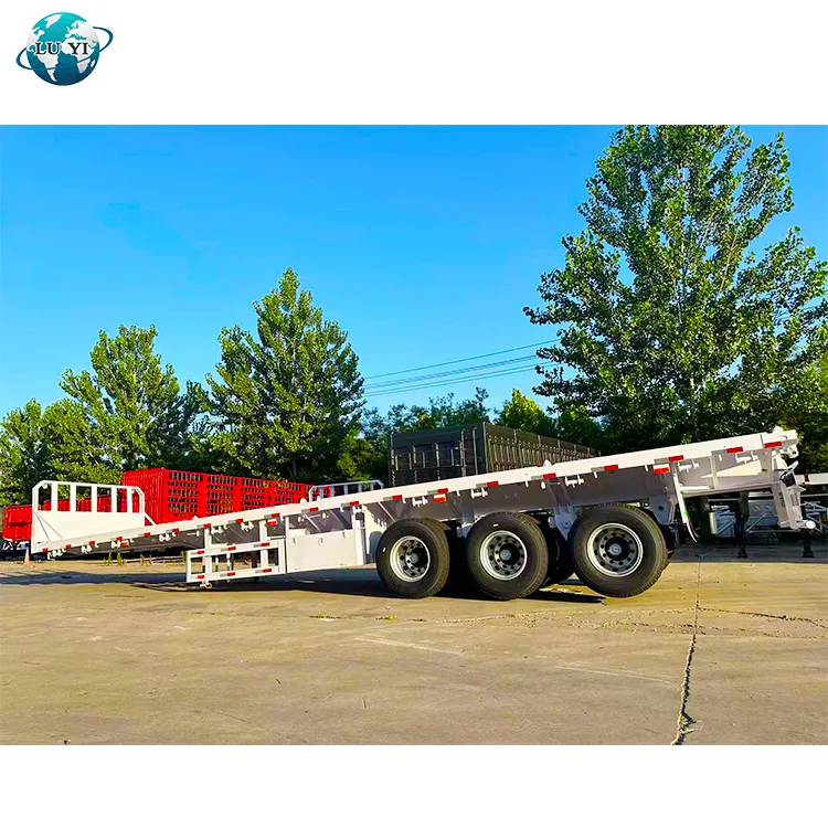 3 axle flatbed trailer with front wall