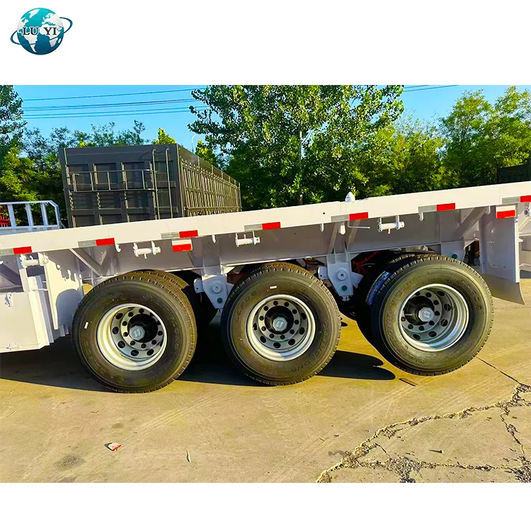 3 axle flatbed trailer with front wall