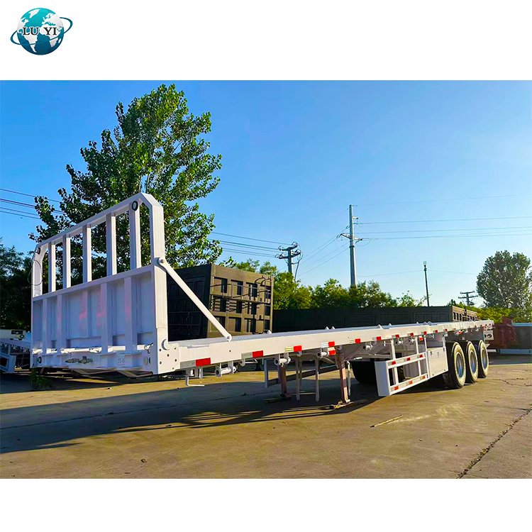 3 axle flatbed trailer with front wall