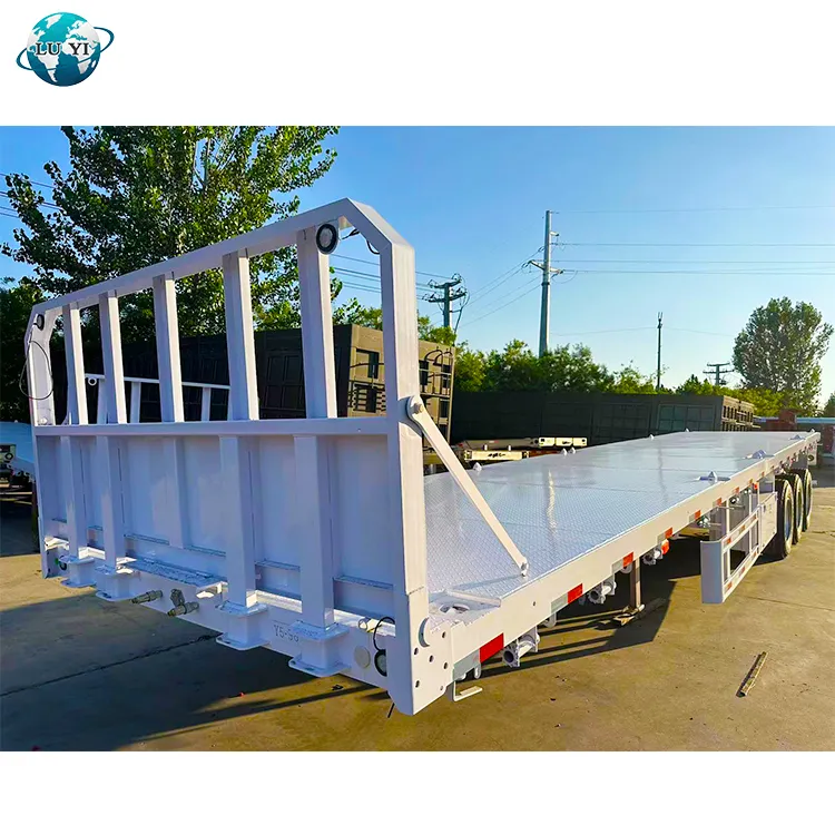 3 axle flatbed trailer with front wall