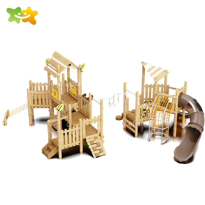 wooden outdoor slide