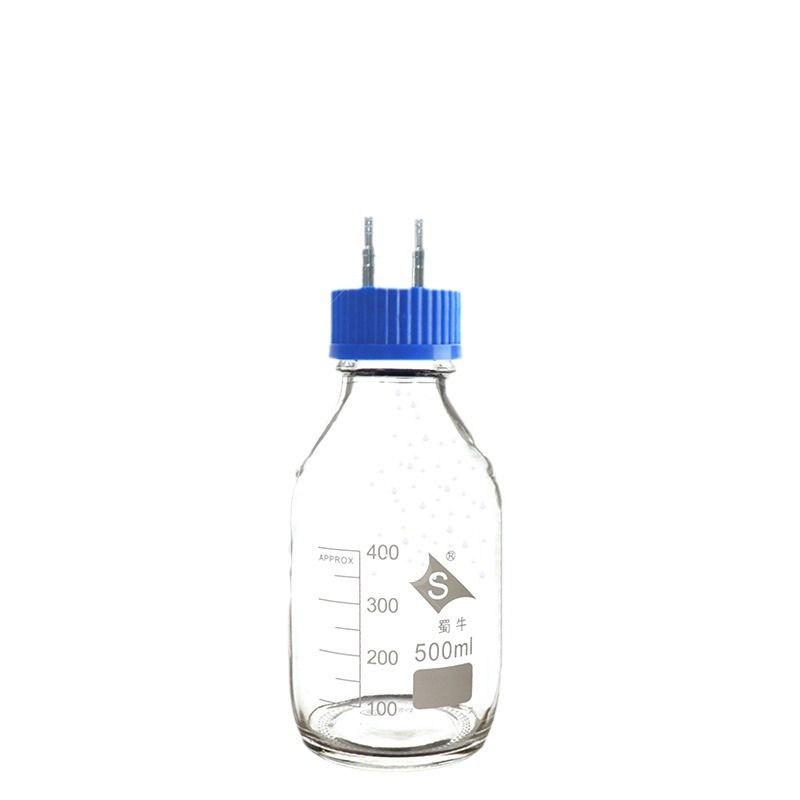 Glass GL45 Laboratory Bottle with Two Holes