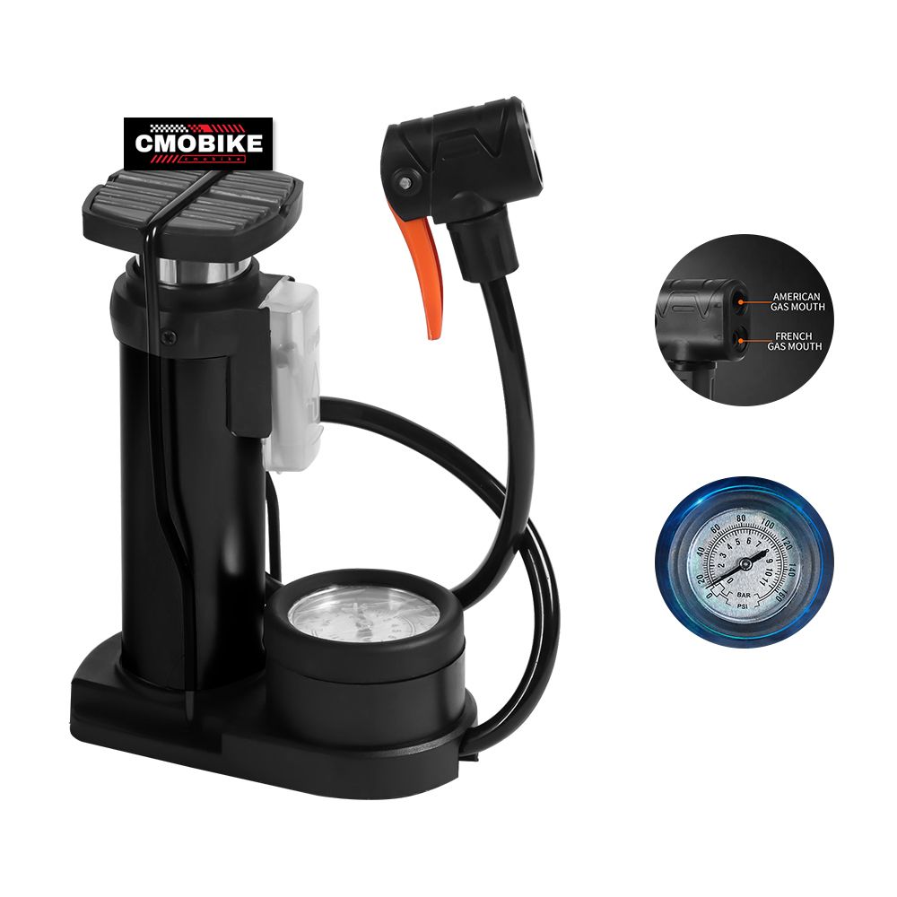 Compact 140PSI Foot Pump for Road Bikes – Portable with Pressure Gauge