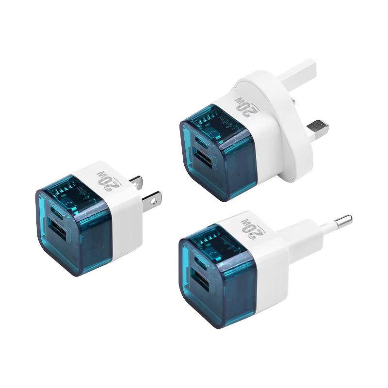 20W fast charger, Type-C+USB-A dual port charger, transparent design ...
